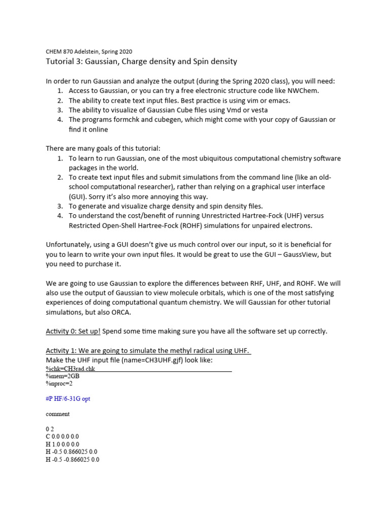 Chem 870 Tutorial 3 | PDF | Atomic Orbital | Spin (Physics)