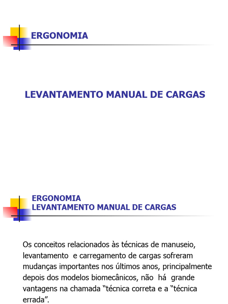 Ergonomia Cipasa 2003 Levantamento Manual de Cargas | PDF | Coluna vertebral