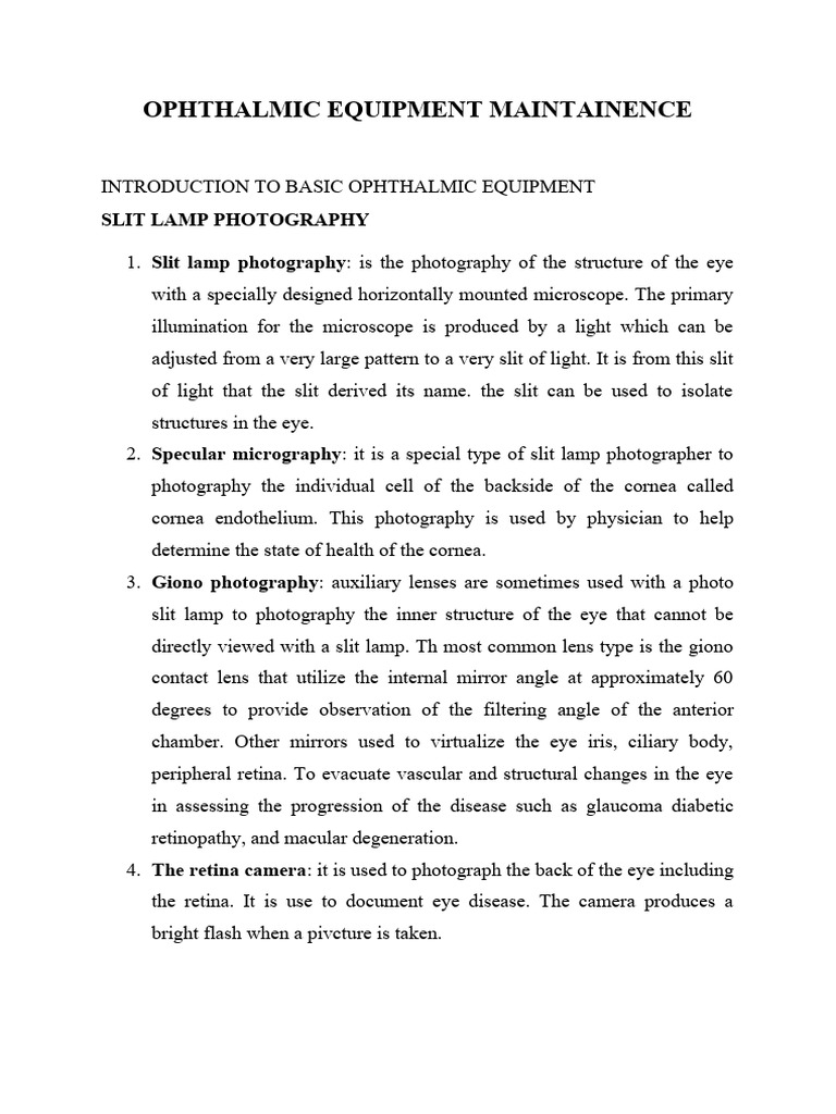 BASIC OPHTHALMIC EQUIPMENTS | Download Free PDF | Human Eye | Eye