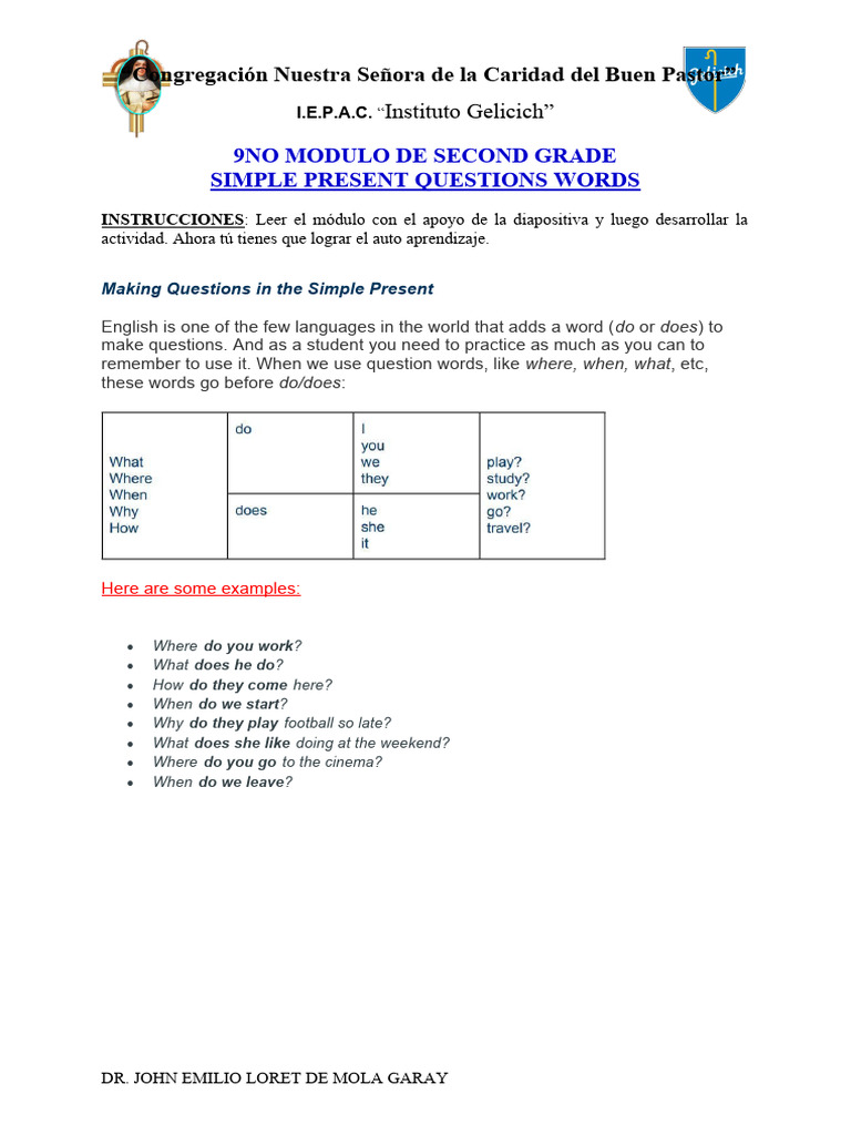 9no Modulo de Aprendizaje Second Grade | PDF