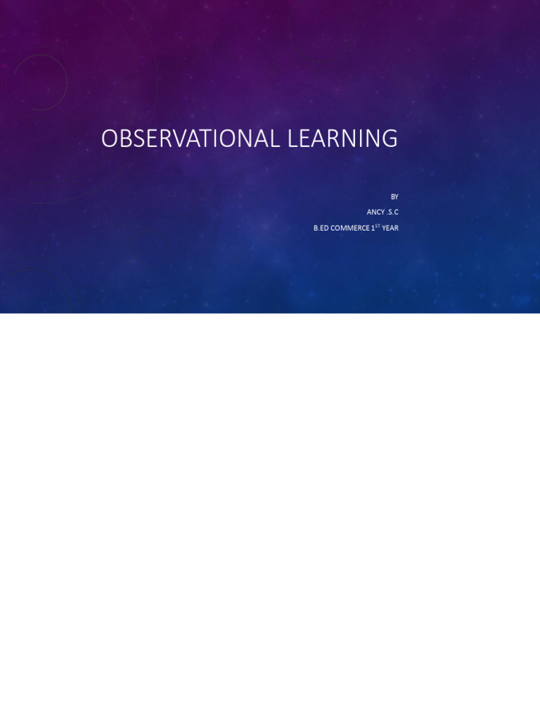 Observation Learning | PDF | Learning | Behavior