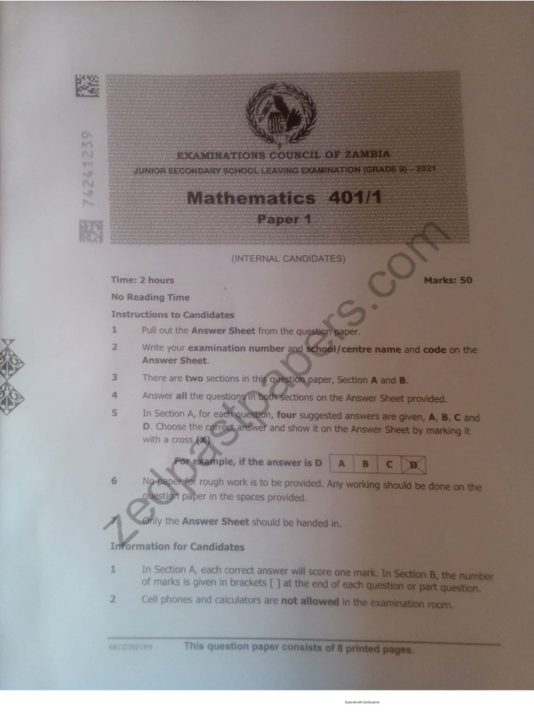 2021 G9 Math P1 Internal | PDF