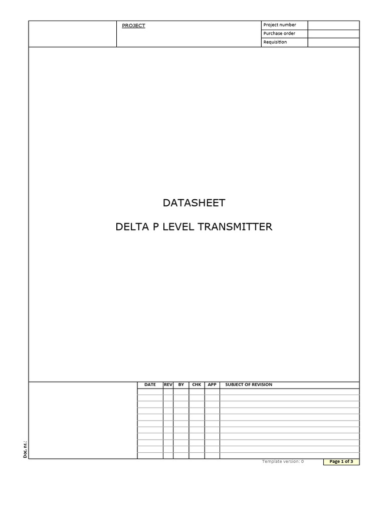 Delta P Level Transmitter Datasheet | PDF | Equipment