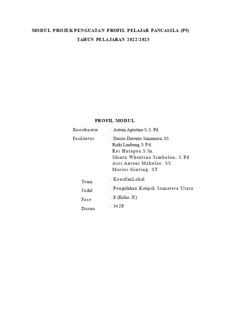 Modul Projek - Modul P5 Pengolahan Keripik | PDF