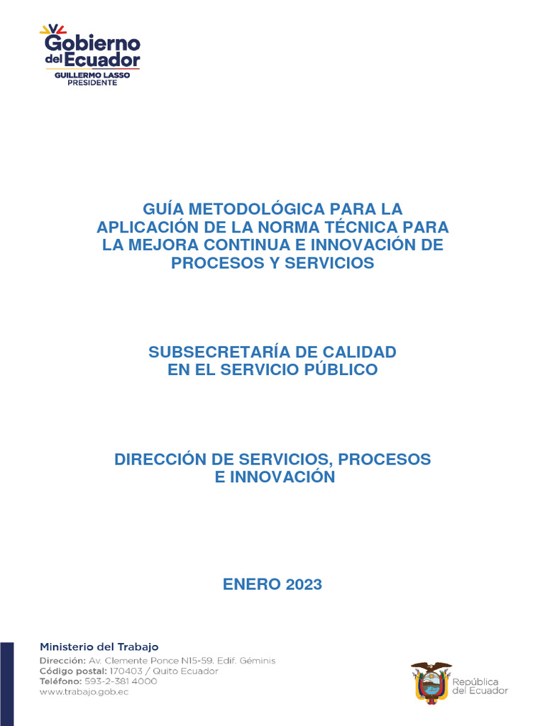 Guia Metodologica Para La Aplicacion de La Norma Tecnica Para La Mejora Continua e Innovacion de ...