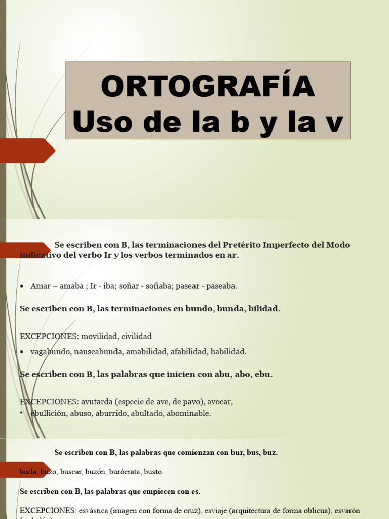 Ortografia Uso de La B y V | PDF | Verbo | Lingüística
