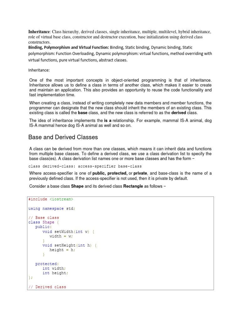 Inheritance Mod 3 (Part 1) | PDF | Inheritance (Object Oriented Programming) | Class (Computer ...