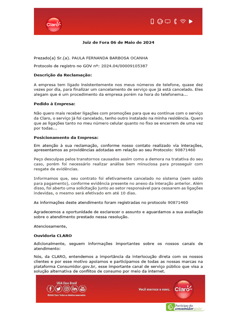 Carta Resposta - Paula Fernanda 4 | PDF