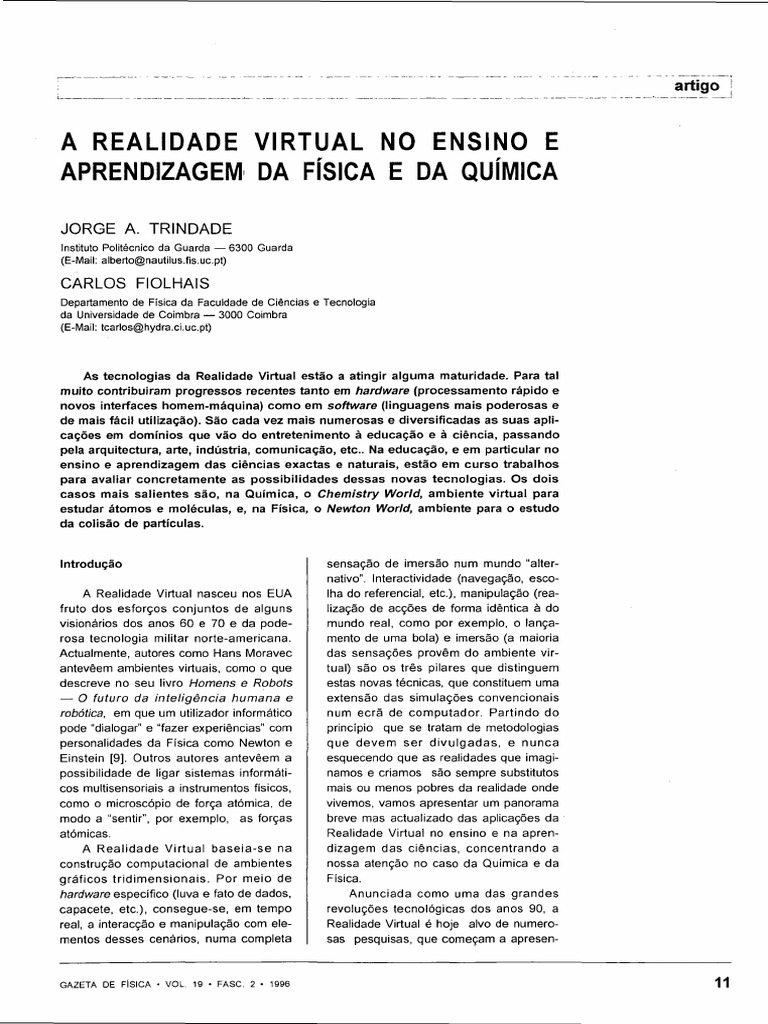 Realidade Virtual No Ensino de Quimica e Física | PDF | Massa | Colisão Realidade Virtual No Ensino de Quimica e Física | PDF | Massa | Colisão