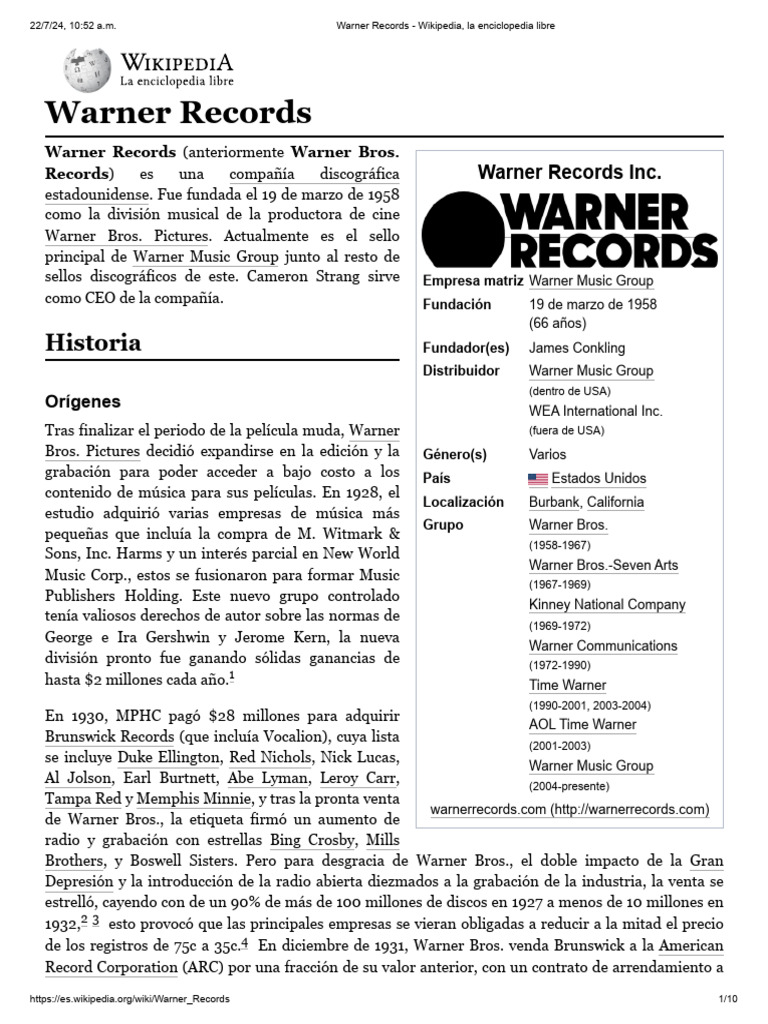 Historia de Warner Records | PDF