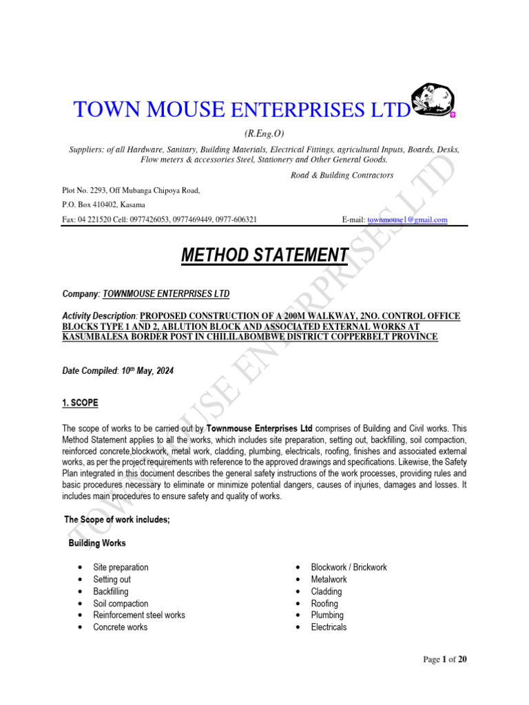 Method Statement for Construction Project | PDF | Concrete | Personal ...
