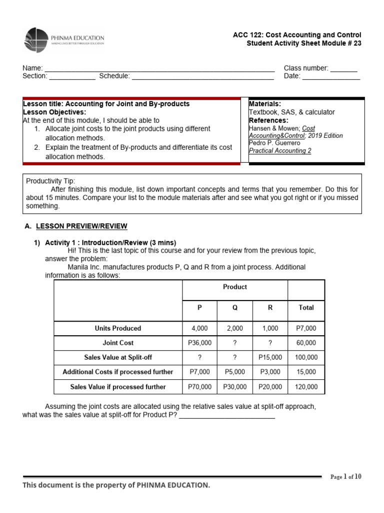 Acc 122 - Sas - Day 23 | PDF | Cost Of Goods Sold | Revenue