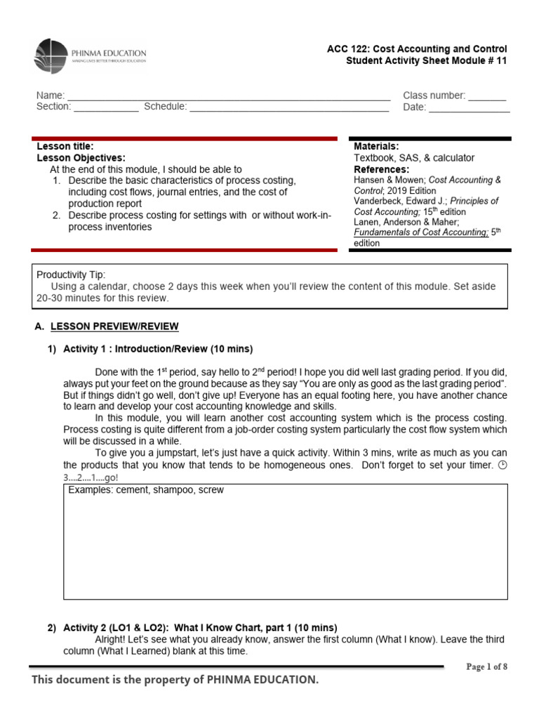 Process Costing Journal Entries | PDF | Inventory | Business