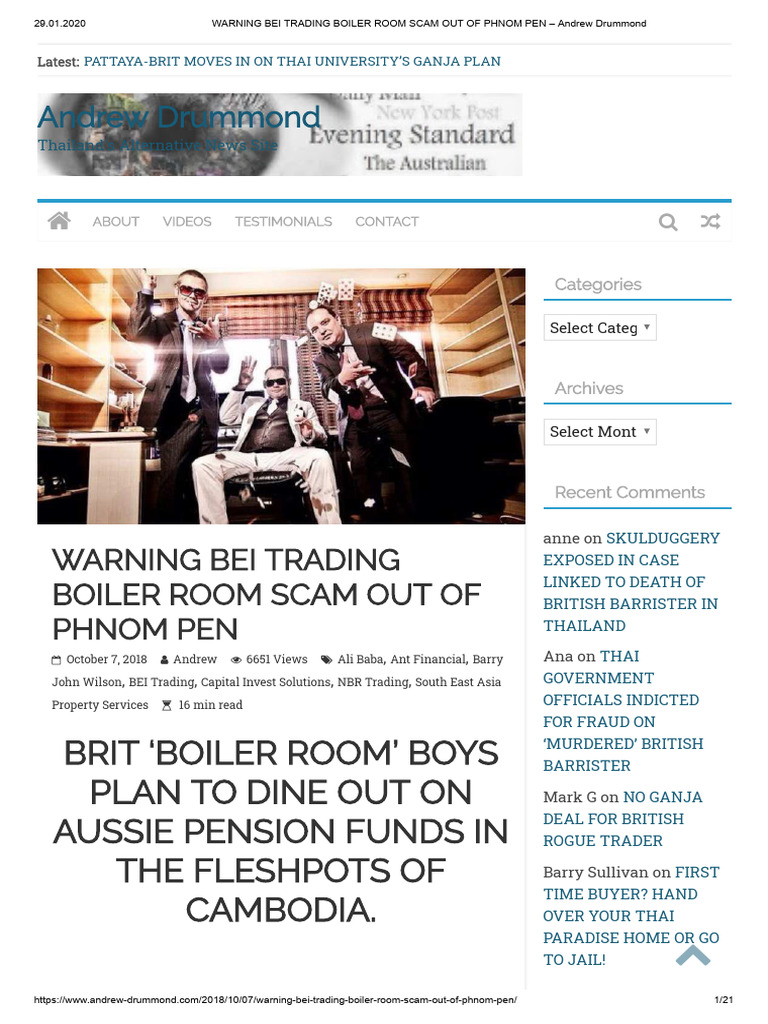 WARNING BEI TRADING BOILER ROOM SCAM OUT OF PHNOM PEN - Andrew Drummond ...