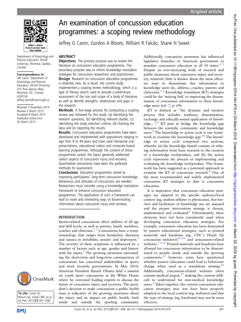 An Examination of Concussion | PDF | Concussion