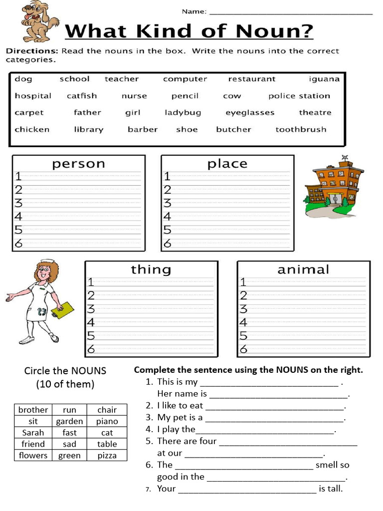 Noun Identification and Usage Exercise | PDF