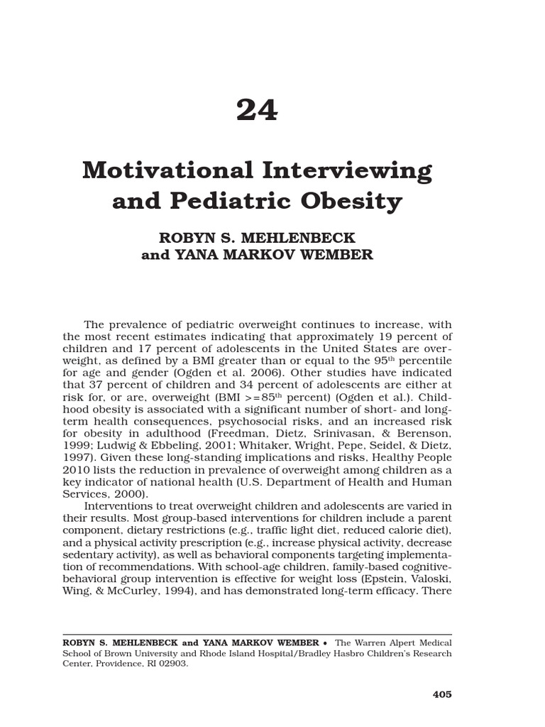 Motivational Interviewing for Pediatric Obesity | PDF | Overweight ...