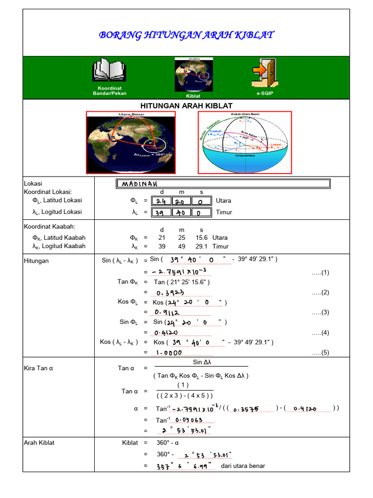 Borang Hitungan Kiblat | PDF