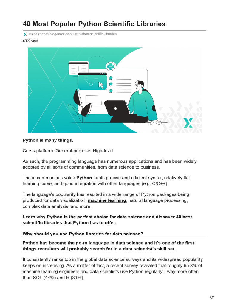 40 Most Popular Python Scientific Libraries | PDF | Python (Programming Language) | Apache Spark