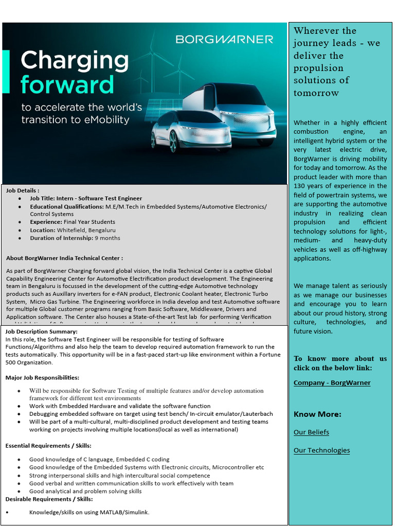 Internship: Software Test Engineer Role | PDF | Embedded System ...