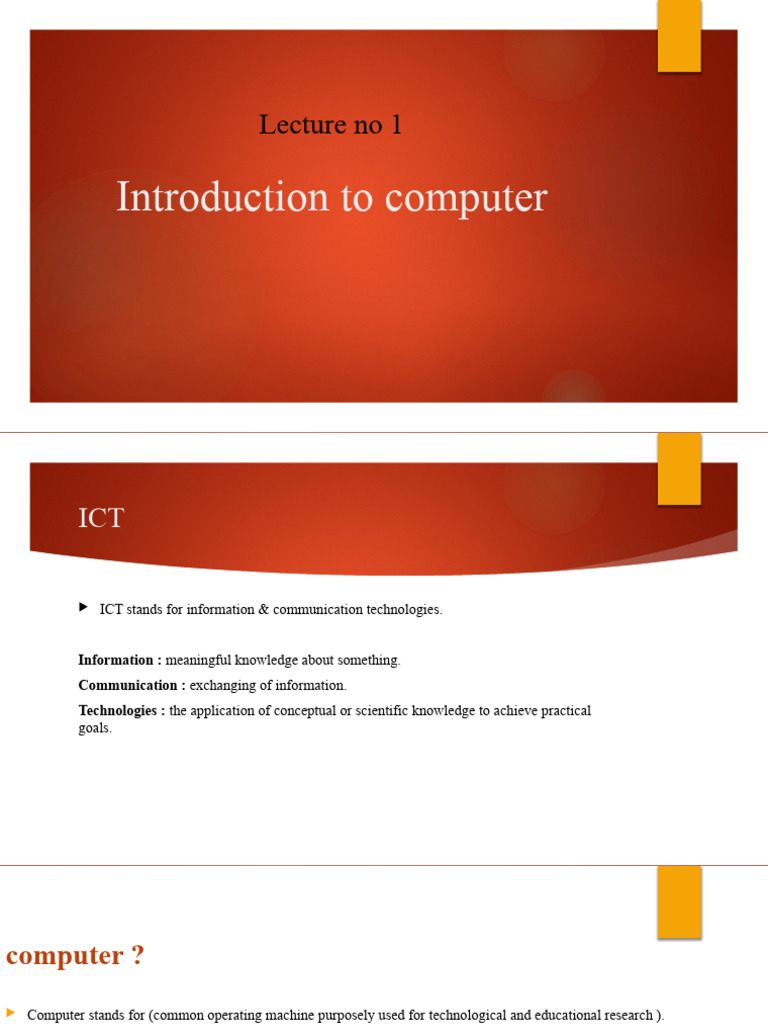 Lec 1 Introduction To Computer | PDF | Digital Data | Information
