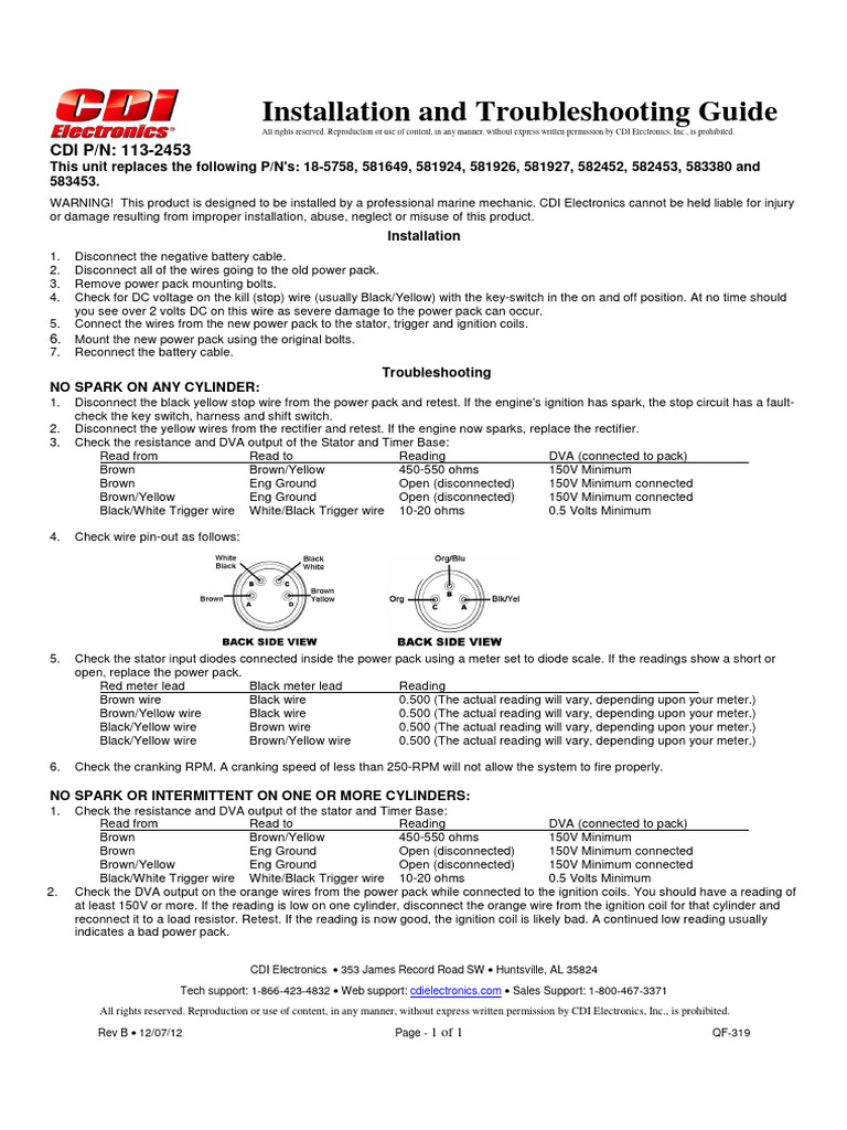 Installation Instructions CDI 113 2453 | Download Free PDF | Electrical Equipment | Electrical ...