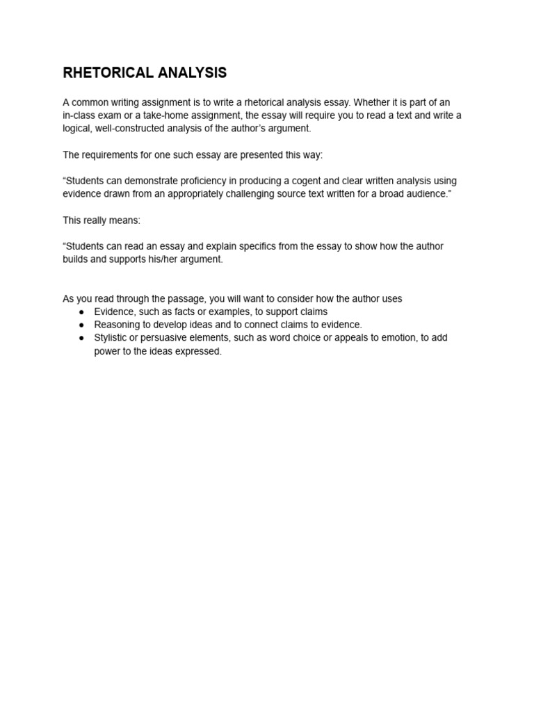 College Writing - Rhetorical Analysis | PDF College Writing - Rhetorical Analysis | PDF