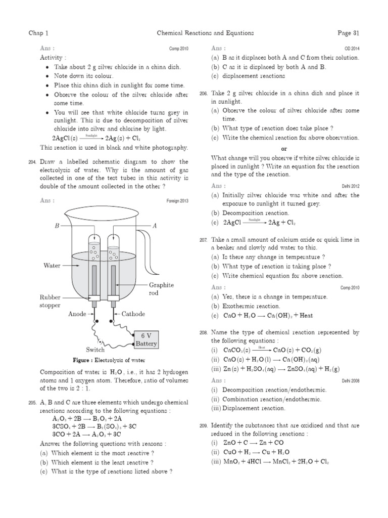 Chemical Equation and Reaction | PDF | Chemical Reactions | Chlorine
