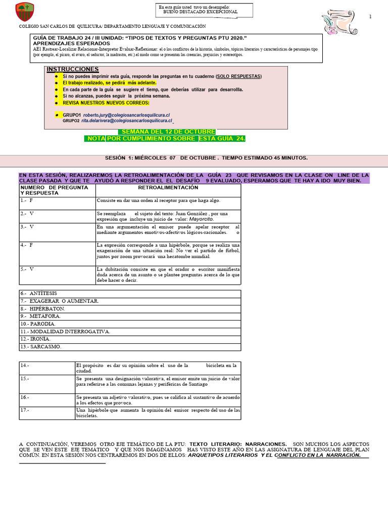 Desempeño en Lenguaje y Narración PTU | PDF | Estudios de idiomas extranjeros