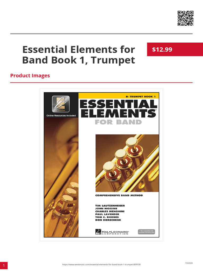 Essential Elements For Band Book 1 Trumpet | PDF