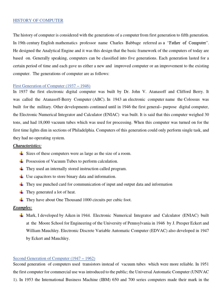 History of Computer | PDF | Personal Computers | Computer Hardware