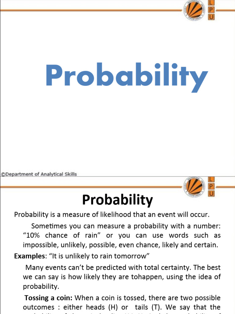 6 Probability | PDF | Probability | Odds