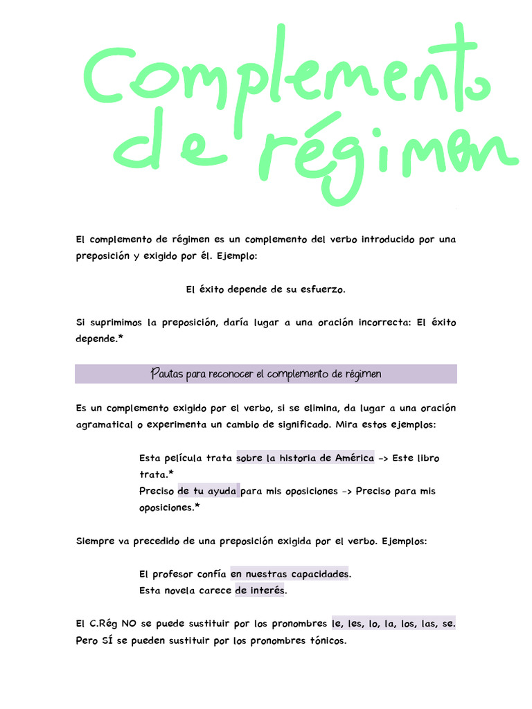 Complemento de Régimen | PDF | Oración (Lingüística) | Verbo