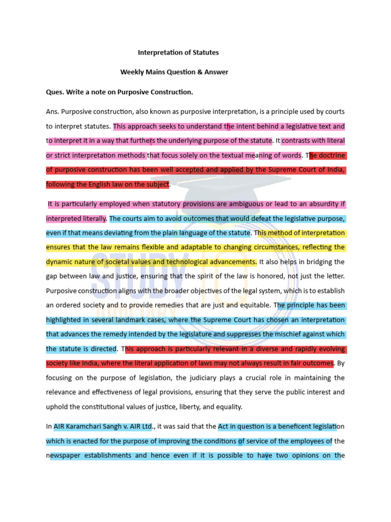 IOS-weekly-Mains-Question-and-Answer - Purposive Construction | PDF ...
