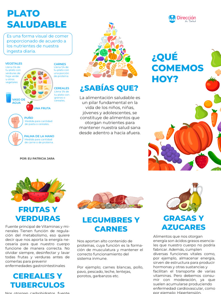 Triptico-Comida-Saludable - A M A R-2 | PDF | Alimentos | Cereales
