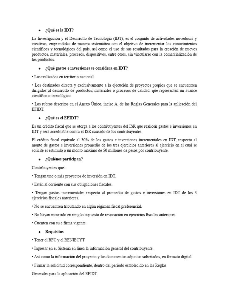 Estímulos Fiscales para IDT | PDF | Impuesto sobre la renta | Economias