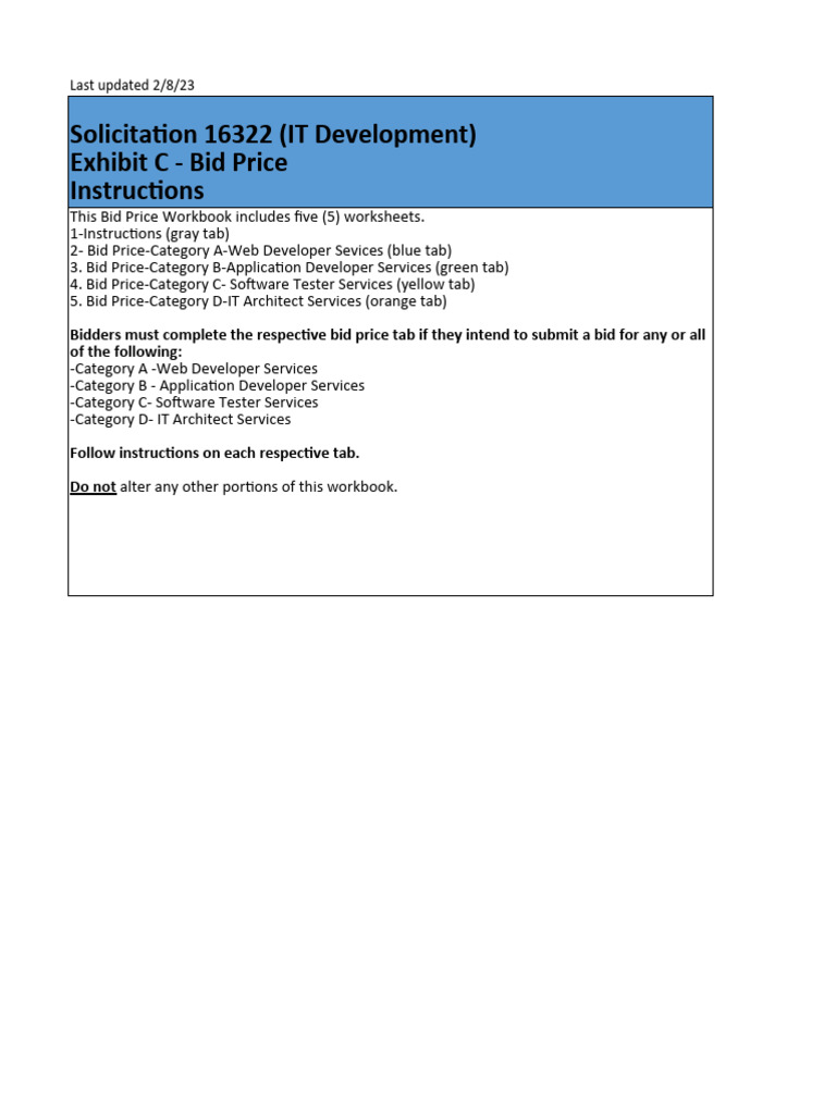 V3it - 16322 ExhibitC BidPrice | PDF | Pricing | Software Testing