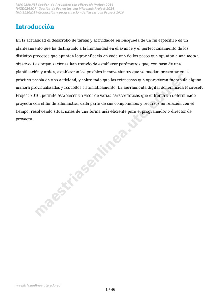 1. Introducción y programación de Tareas con Project 2016 | Descargar gratis PDF | Gestión de ...