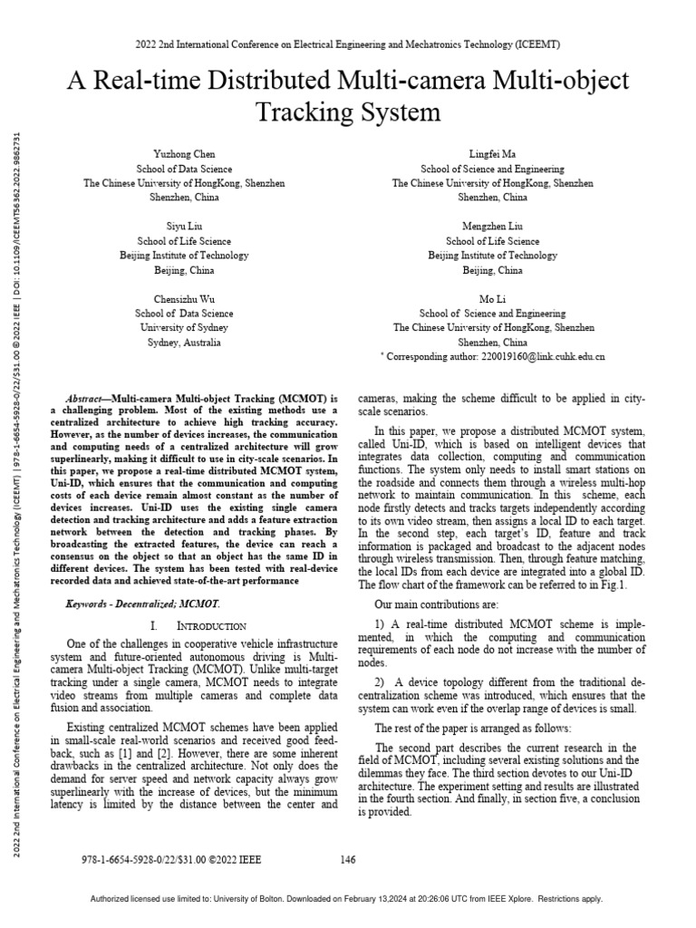 5-A Real-Time Distributed Multi-Camera Multi-Object Tracking System | PDF | Computer Network ...