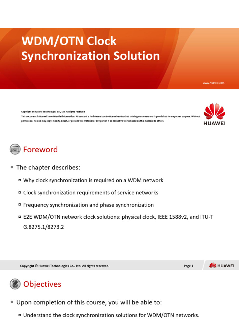Chapter 1-WDM OTN Clock Synchronization Solution | PDF | Computer Network | Electronics