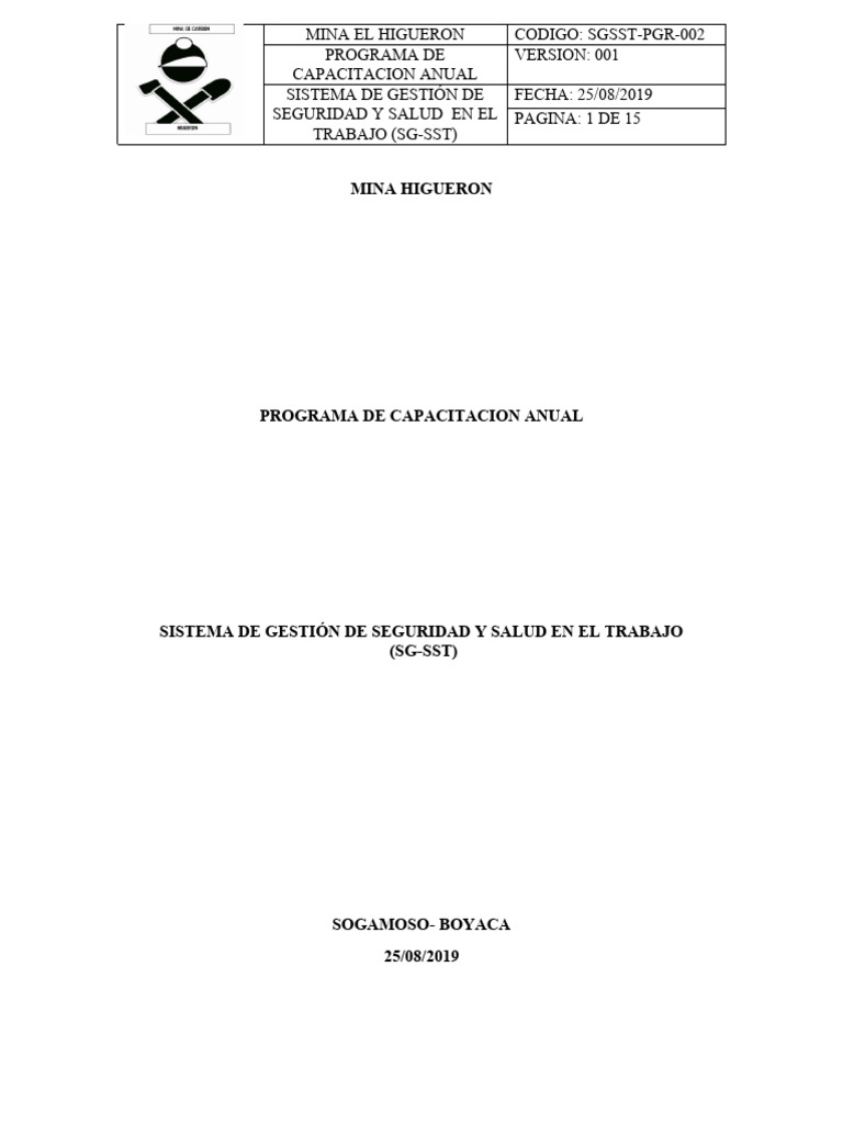PROGRAMA DE CAPACITACION ANUAL | PDF | Creación de capacidad | Seguridad y salud ocupacional