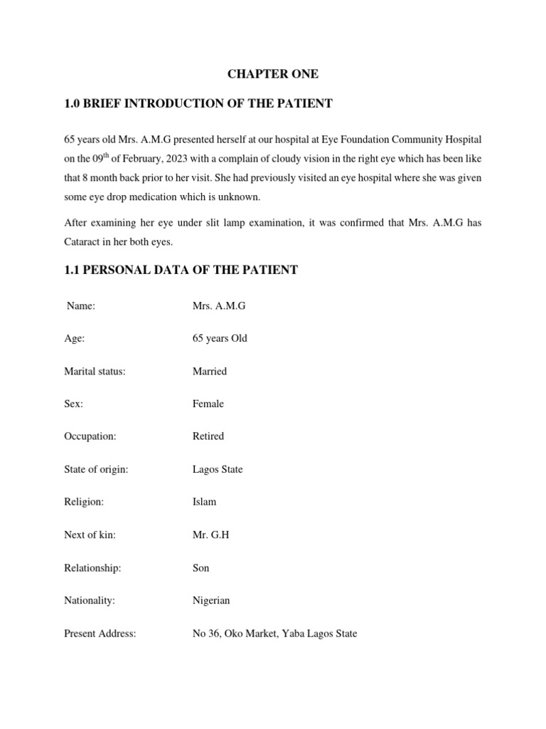 Chapter 1 (Omotayo Rofiat) | PDF | Human Eye | Cataract