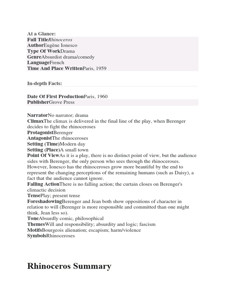 Rhinoceros | PDF | Rhinoceros