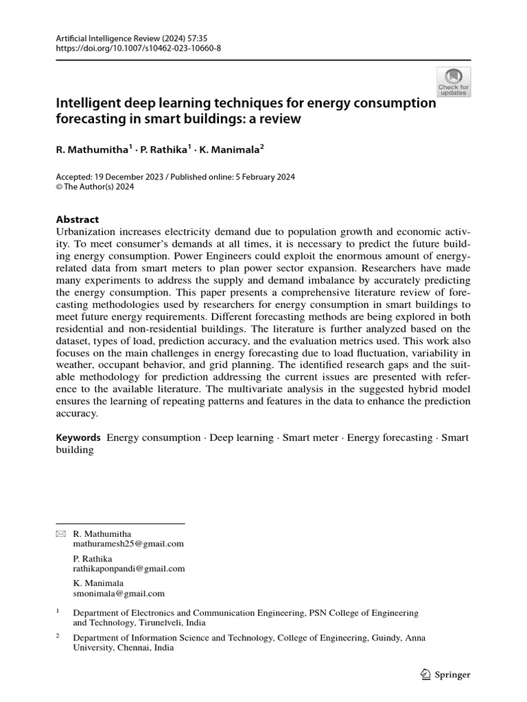 Intelligent Deep Learning Techniques For Energy Consumption Forecasting in Smart Buildings: A ...