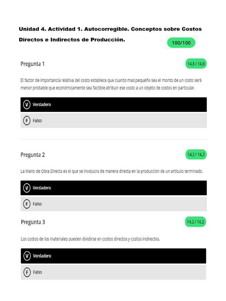 Unidad 4. Actividad 1. Autocorregible. | PDF