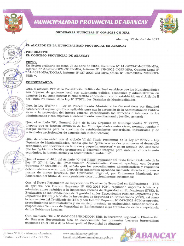 Tupa 2023 - Ordenanza Que Aprueba Modificacion de Los Procedimientos ... Tupa 2023 - Ordenanza Que Aprueba Modificacion de Los Procedimientos ...