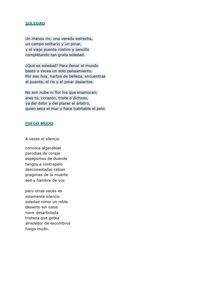 Reflexiones sobre Soledad y Amor | PDF