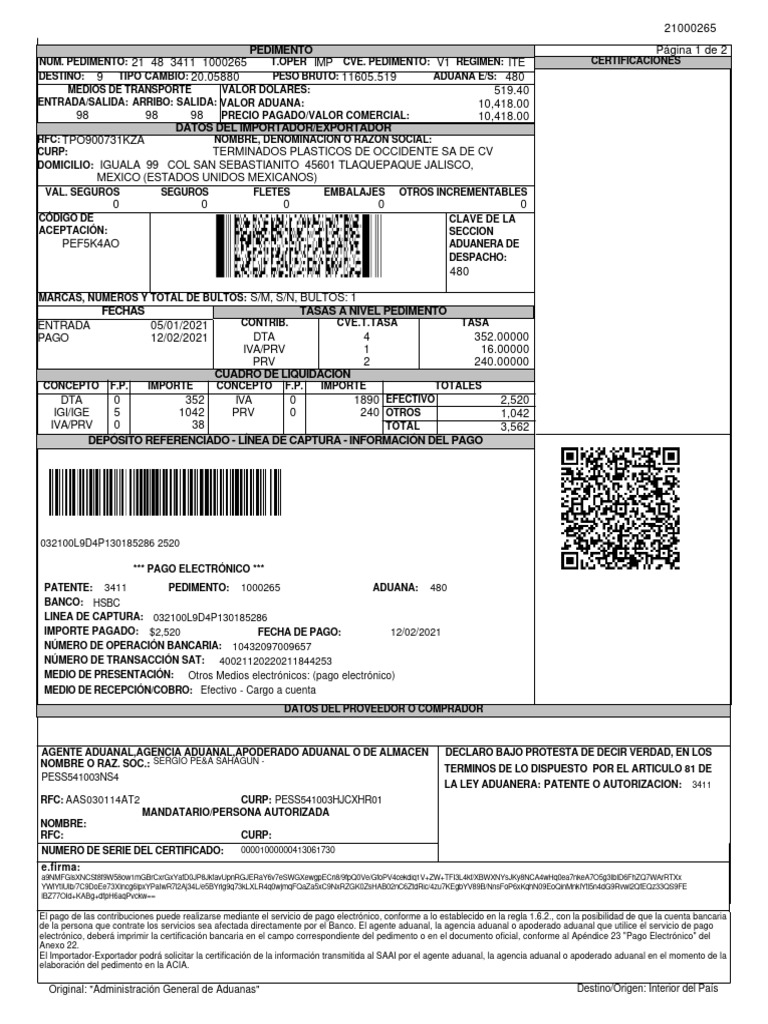 Documento de Pedimento Aduanal | PDF | aduana | El comercio internacional