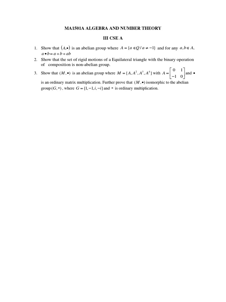 Algebra and Number Theory Concepts | PDF | Teaching Methods & Materials