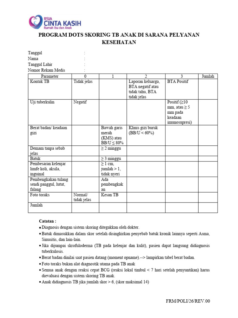 Skoring Diagnosis TB Anak di Puskesmas | PDF
